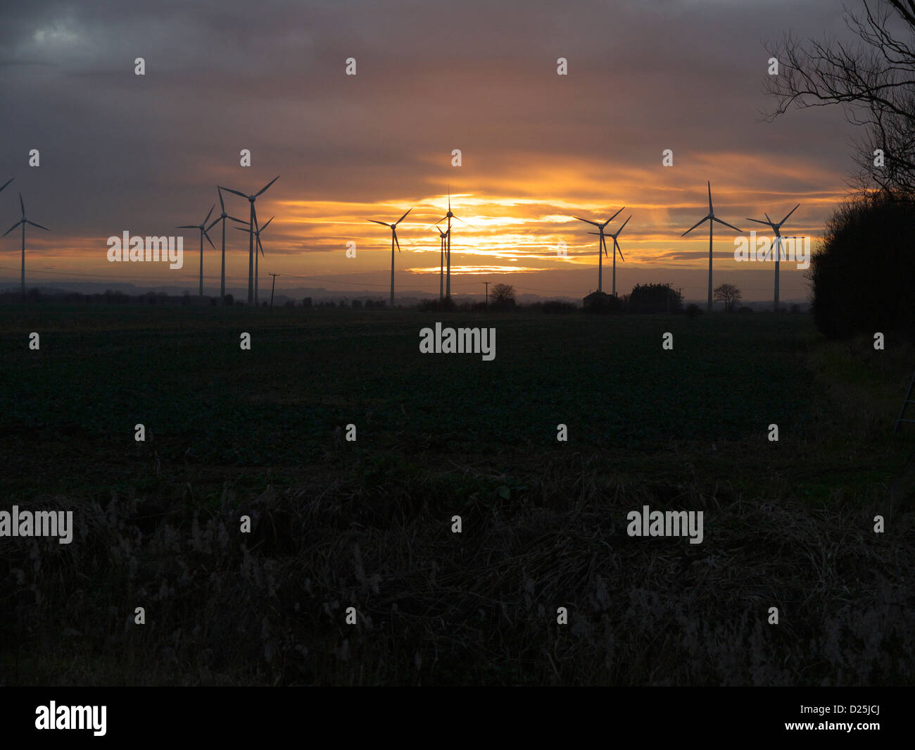 Mablethorpe's wind turbines at sunset Stock Photo - Alamy