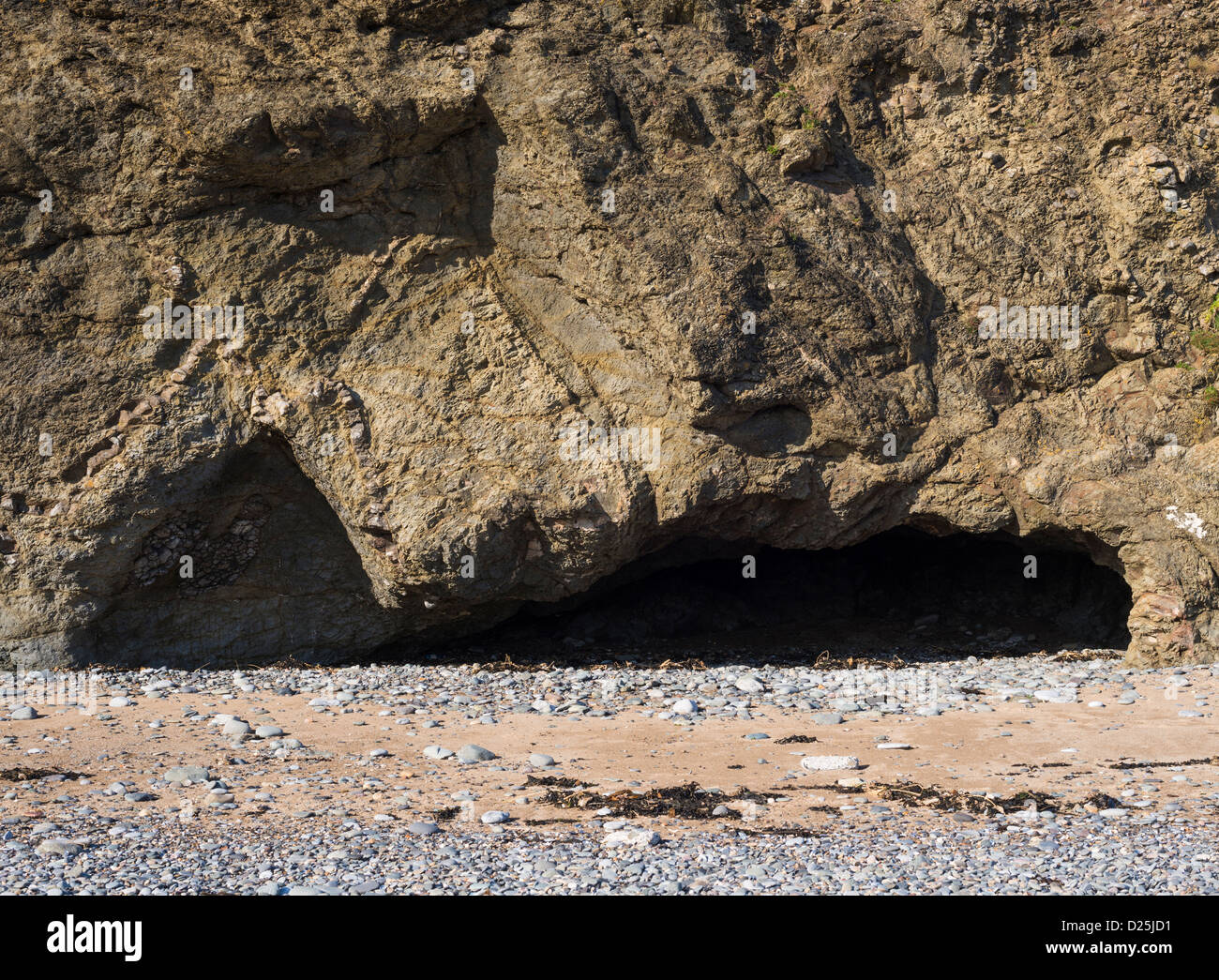 Sea cave in the cliffs between Portrane and Donabate, County Dublin ...
