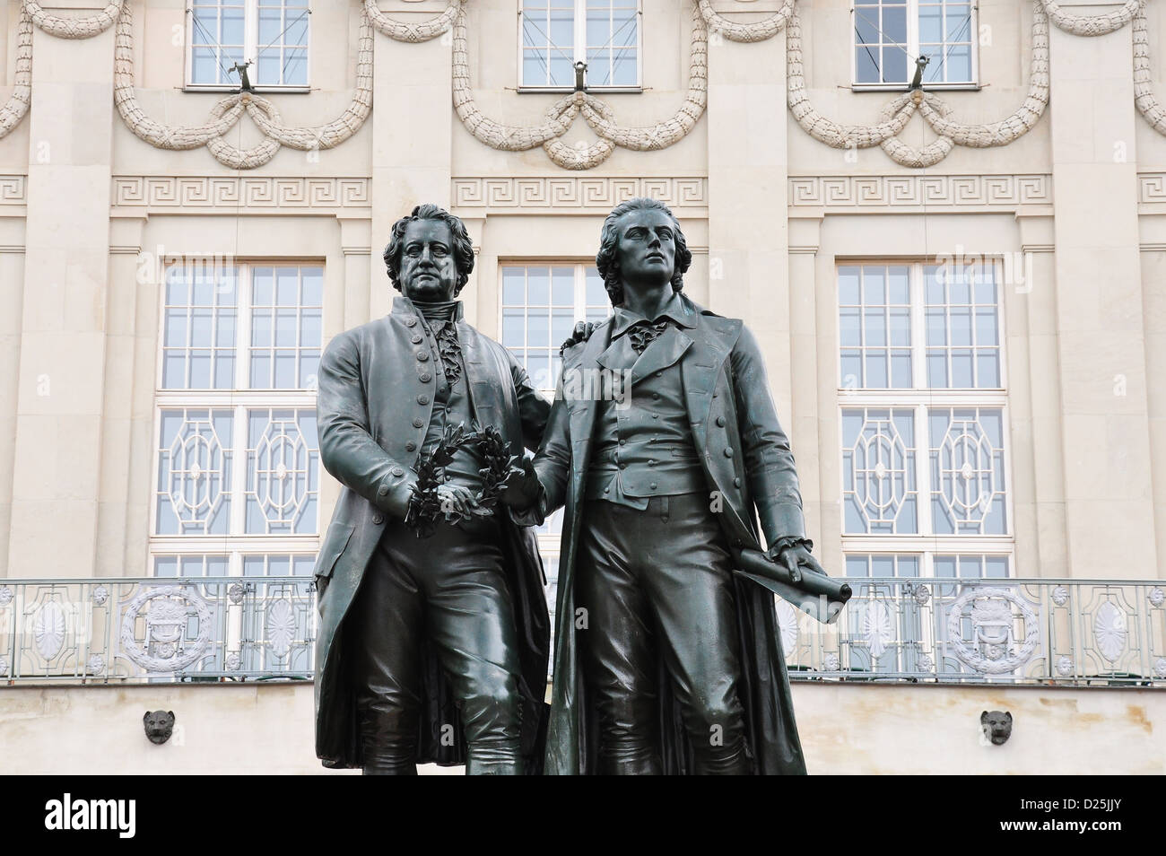 Goethe-Schiller monument in Weimar Stock Photo - Alamy