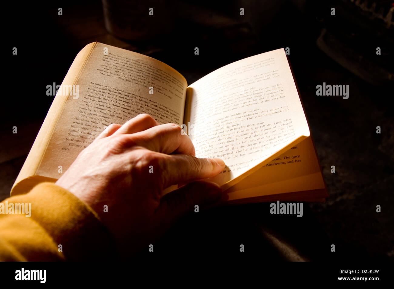 Reading a paperback novel Stock Photo - Alamy