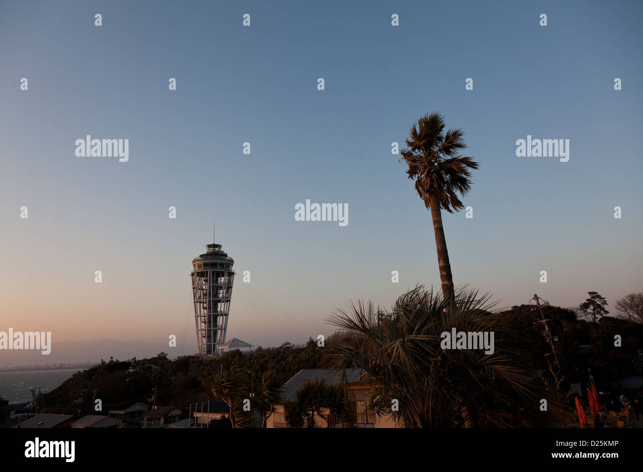 Enoshioma Sea Candle lighthouse and observation tower on the summit of ...
