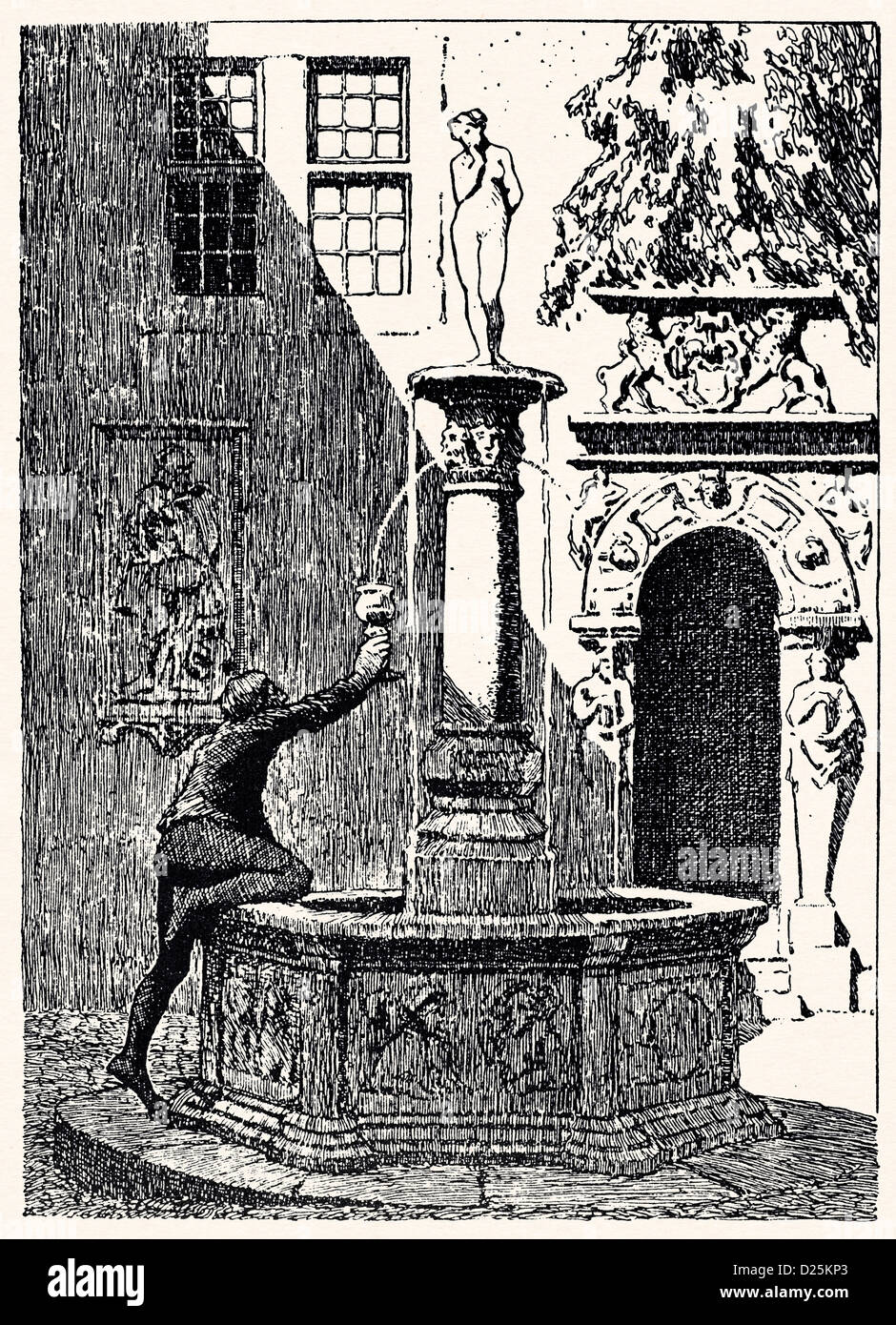 Man drinking from wells Stock Photo - Alamy