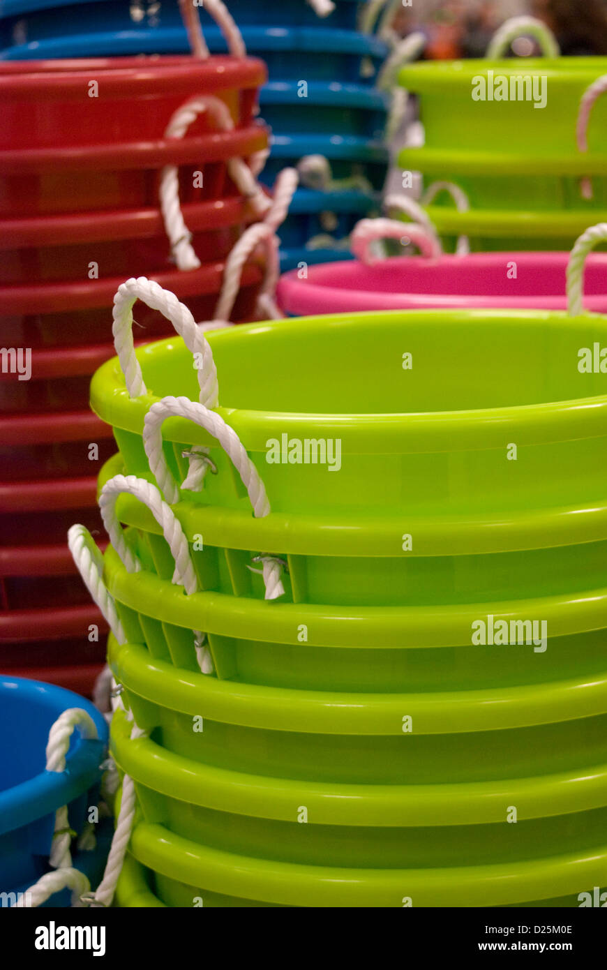 Multi colour buckets Stock Photo - Alamy