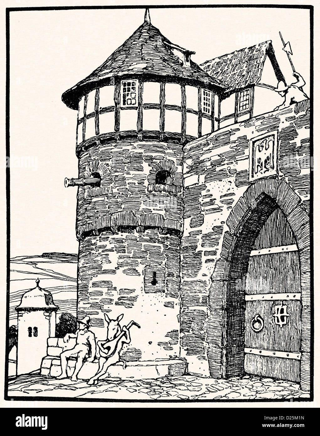 Man and Donkey sitting on the tower music Stock Photo - Alamy