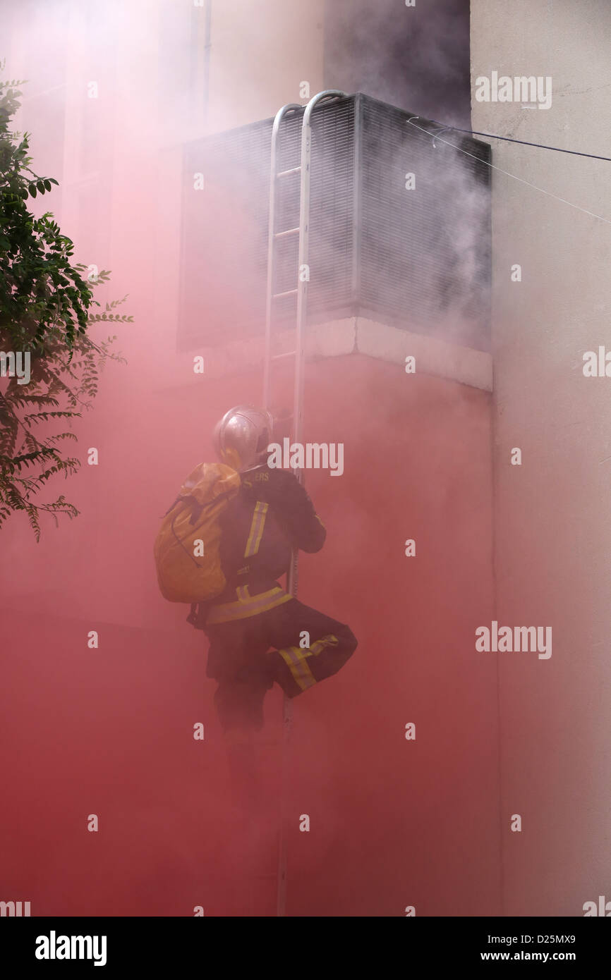 Firefighter exercises and training Stock Photo - Alamy