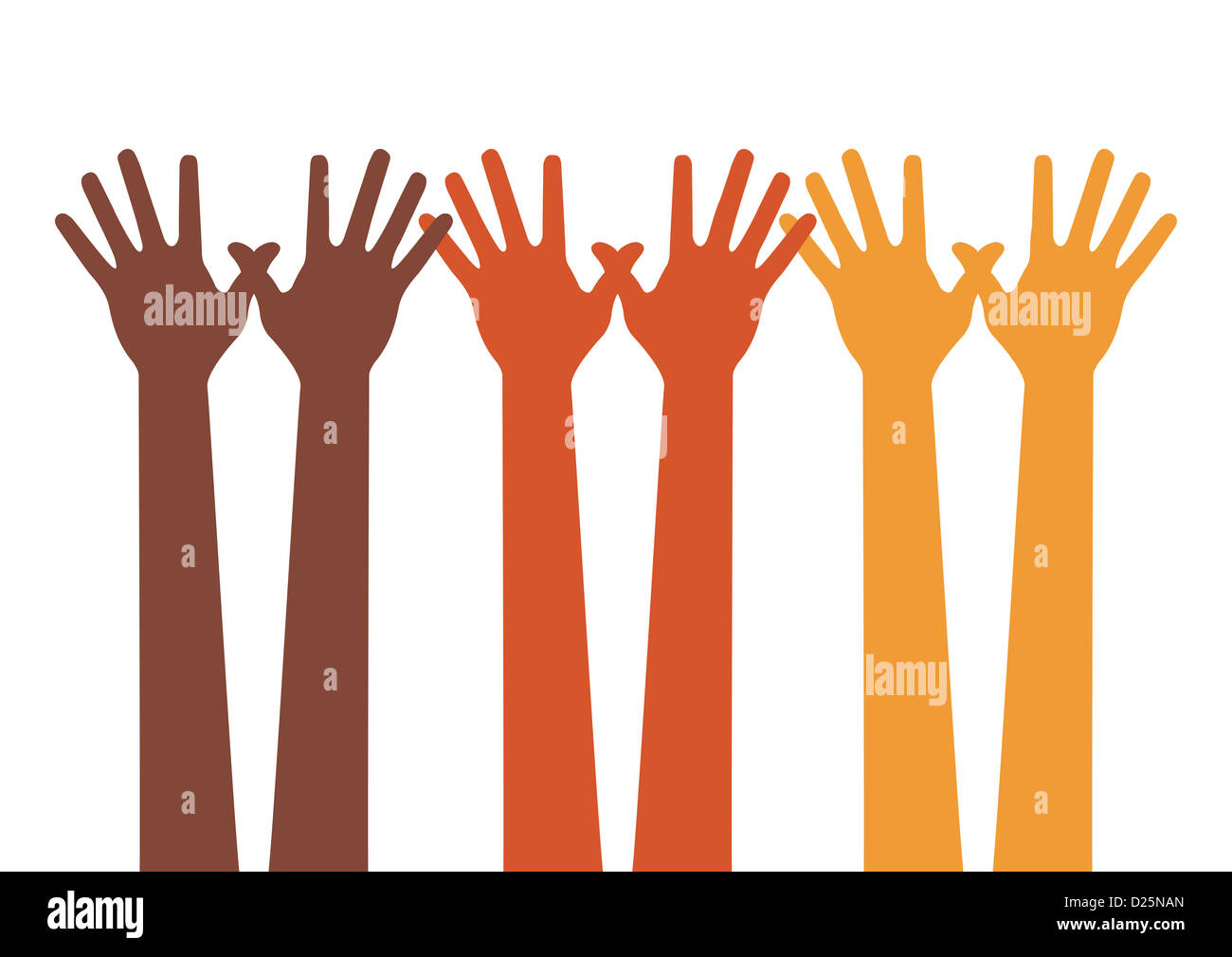 many, hand, up, business, poster, diverse Stock Photo - Alamy