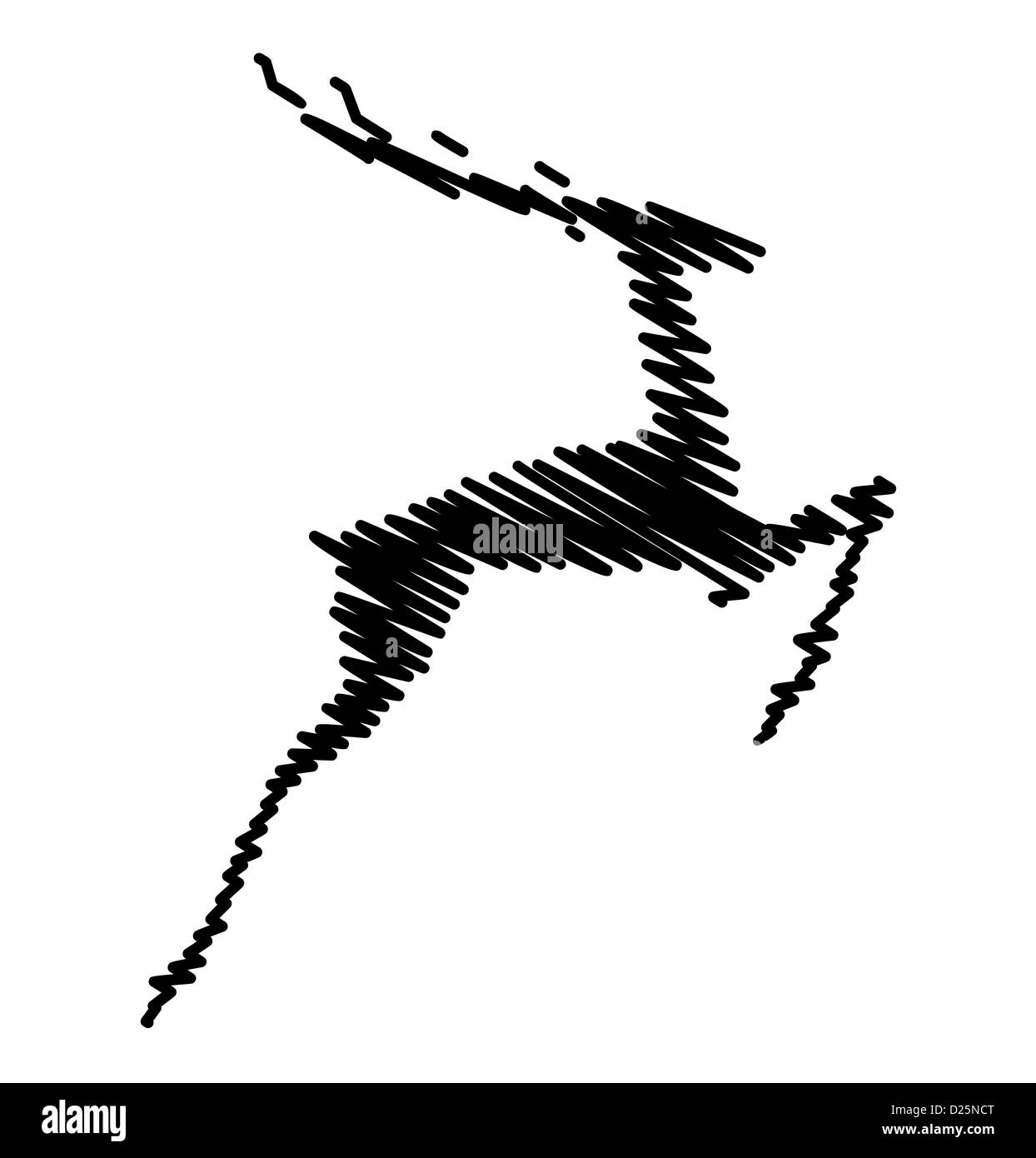 Hand drawn jump deer. Vector illustration. Christmas card. New year ...