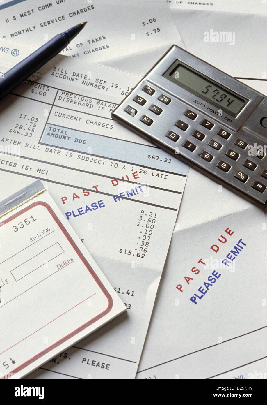 Past Due Bills Stock Photo - Alamy