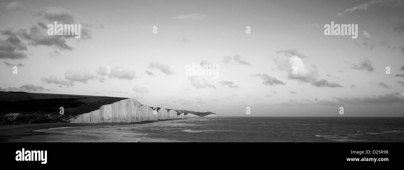 White Limestone Chalk Cliffs at Seaford Head beauty spot in the South ...