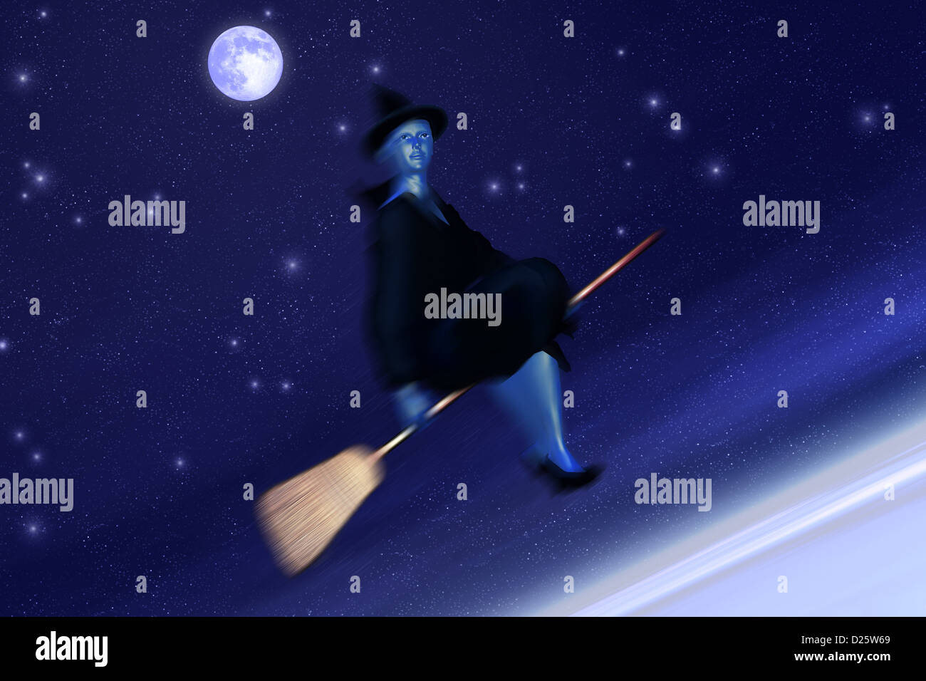 Witch on broomstick hi-res stock photography and images - Alamy