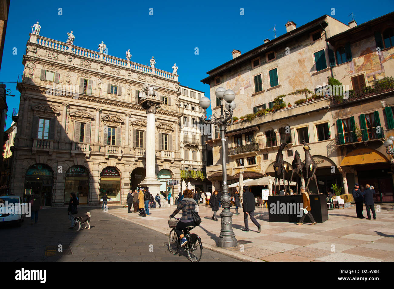 Piazza delle Erbe square central Verona city the Veneto region northern ...