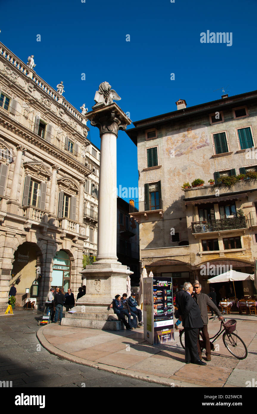 Piazza delle Erbe square central Verona city the Veneto region northern ...