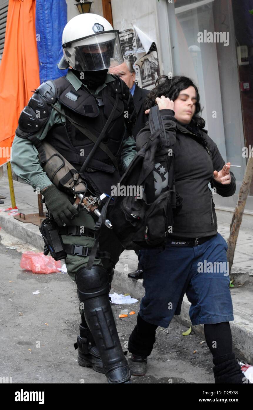 Athens, Greece. 15th January 2013. Police and police forces of the Greek anti-terrorist unit ...