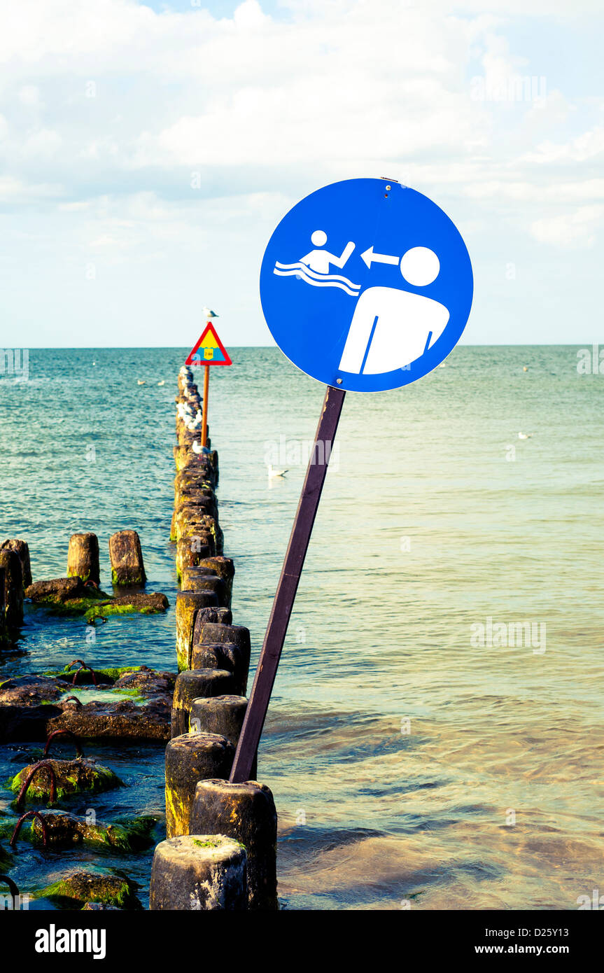 An image of the beach and sign on it Stock Photo - Alamy