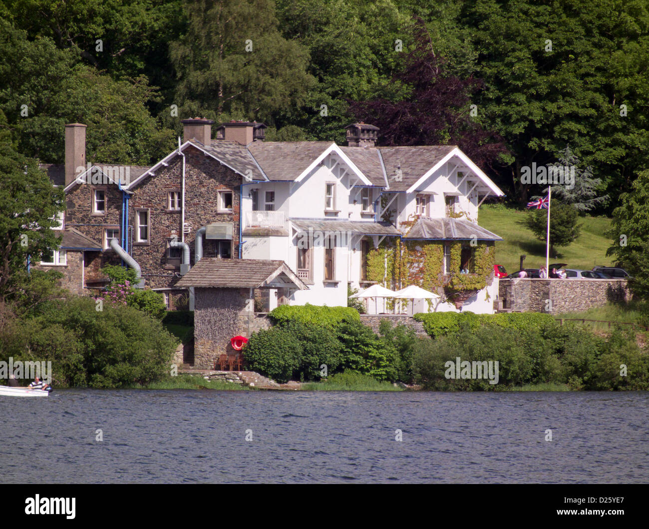 Sharrow Bay Hotel from the lake. Ullswater Lake. Lake District Cumbria ...