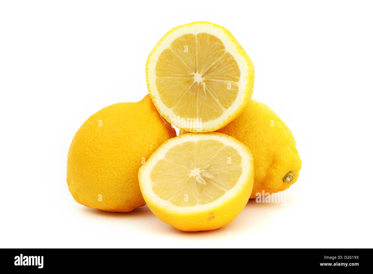 yellow lemons slice pile isolated on white Stock Photo - Alamy
