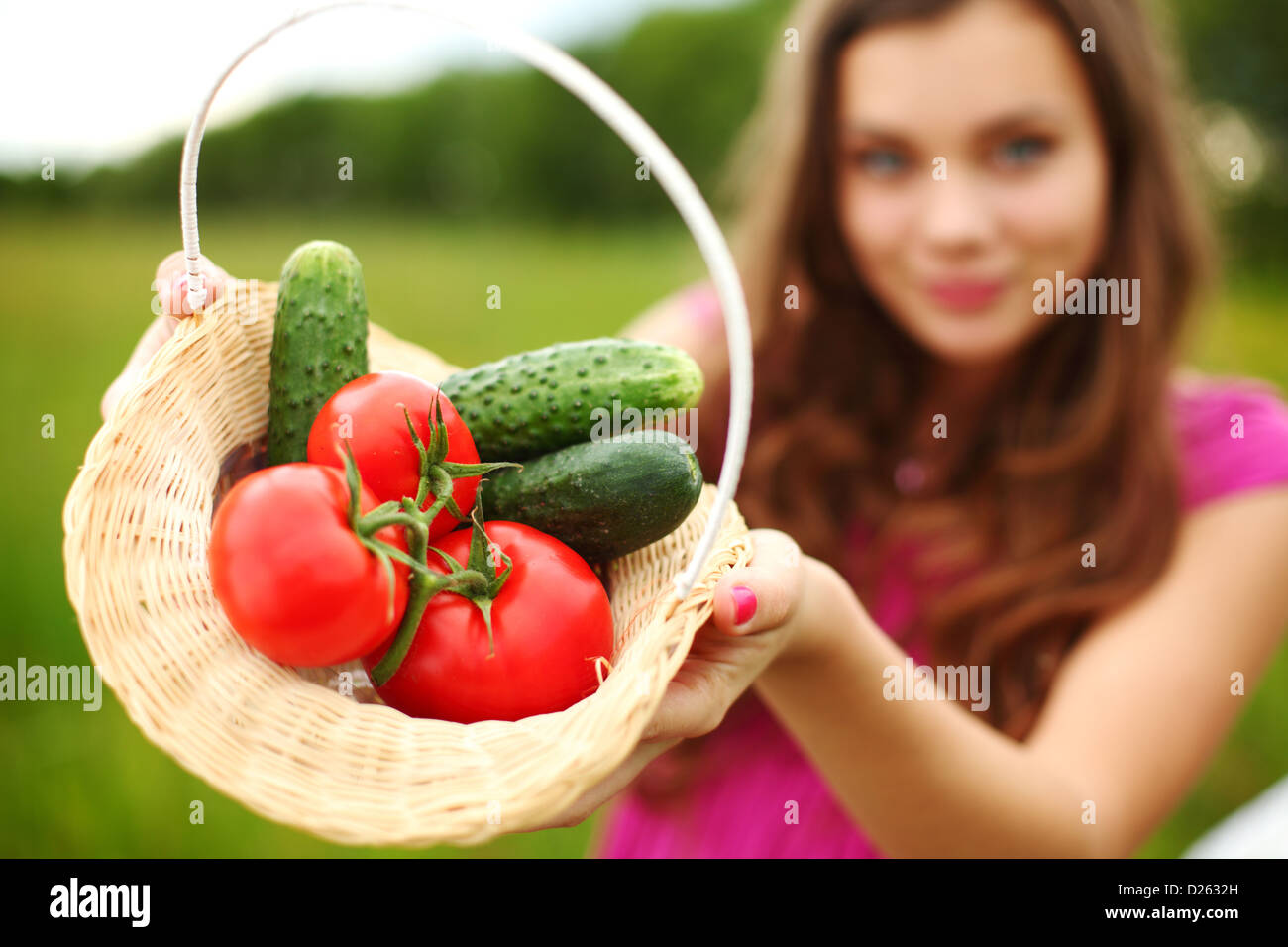 woman give vegetables to you Stock Photo - Alamy