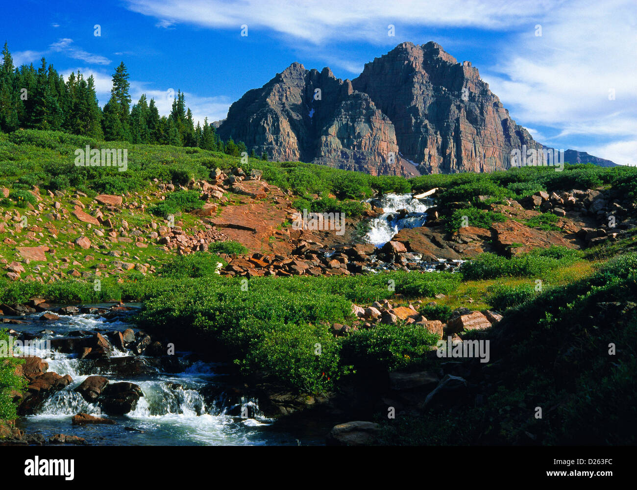 Uintah Mountains and Waterfall Stock Photo - Alamy