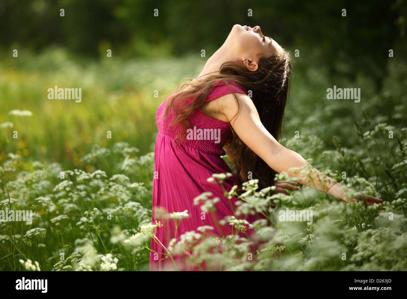 woman outdoor feel natural freedom Stock Photo - Alamy