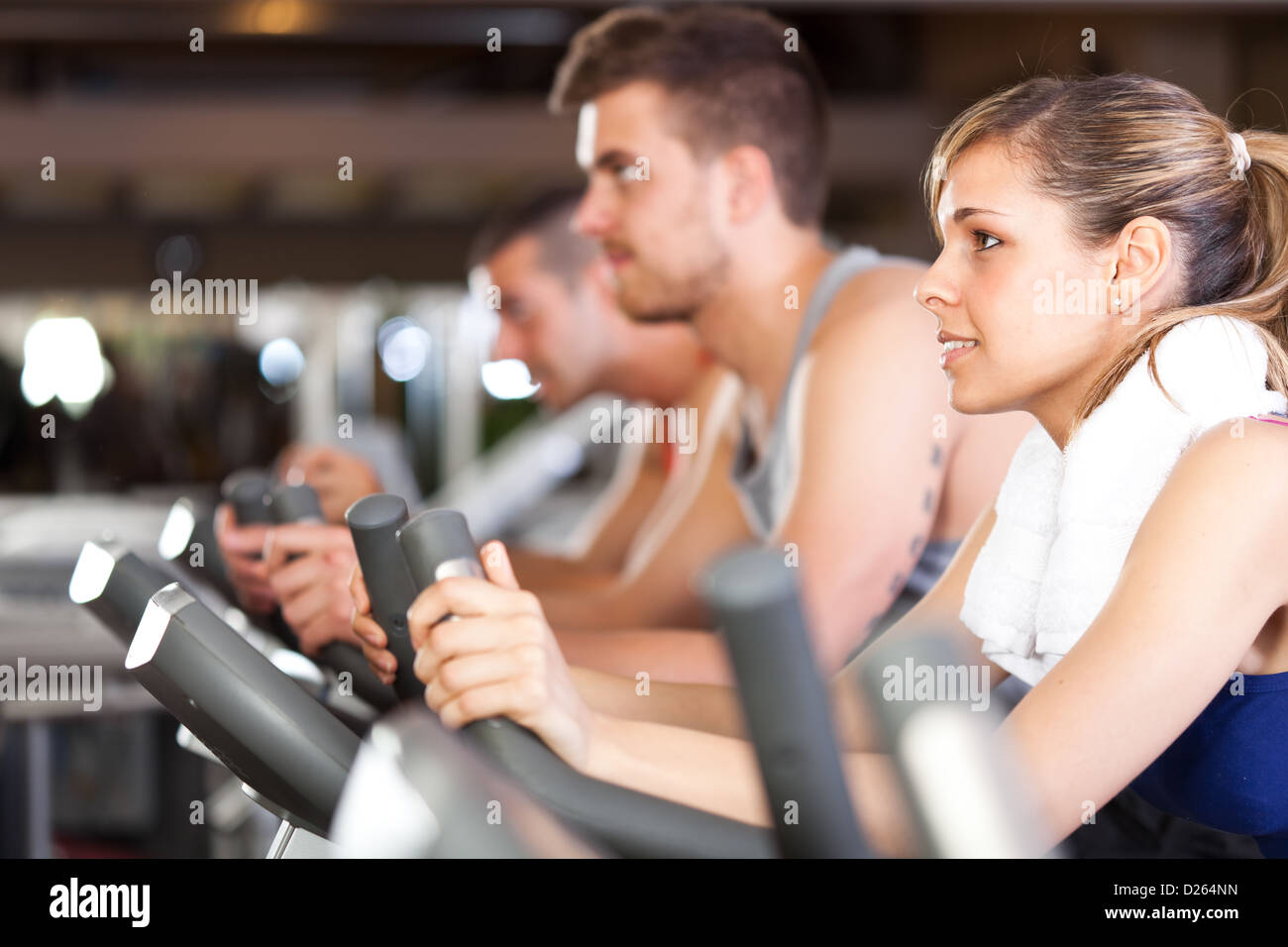 Group of people doing fitness in a gym Stock Photo - Alamy