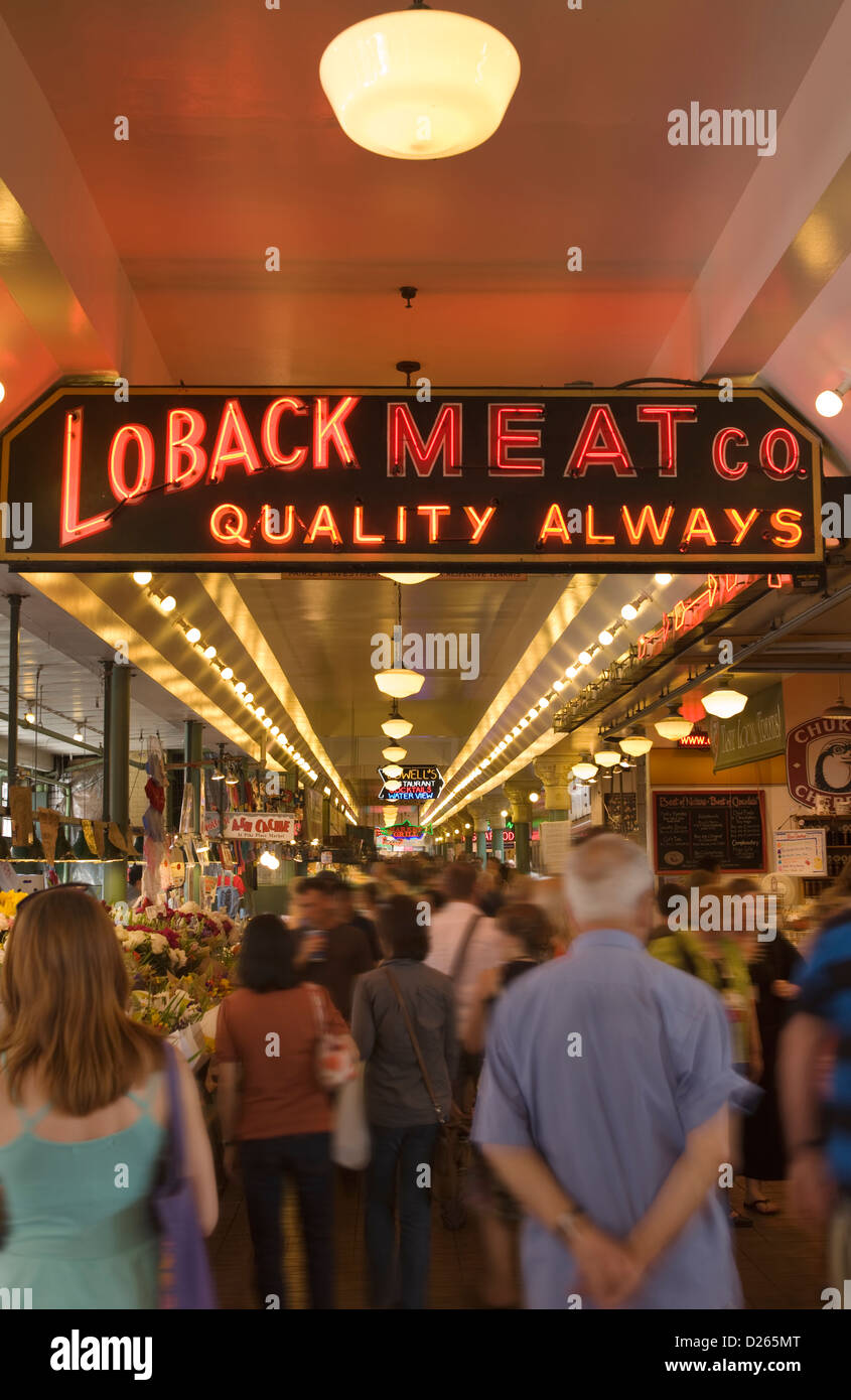 SHOPPERS INSIDE PIKE PLACE PUBLIC MARKET CENTER SEATTLE WASHINGTON ...