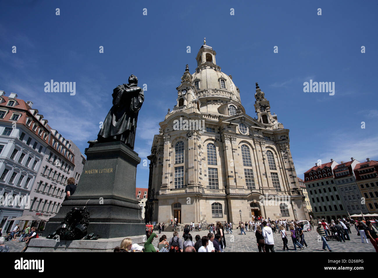 Dresden, Germany, Martin Luther statue in front of the Frauenkirche on ...