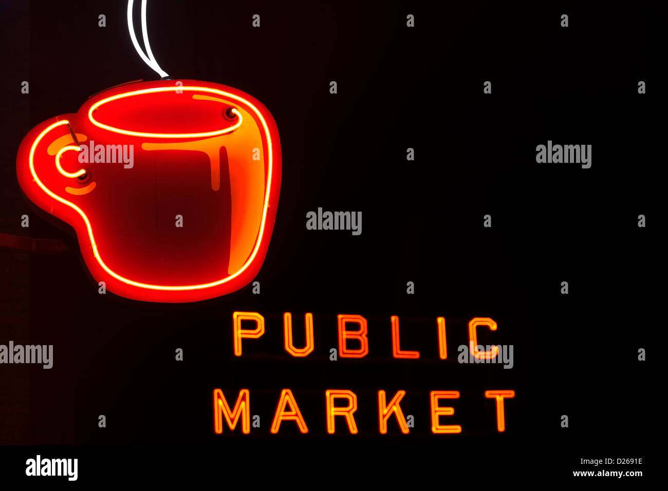 POST ALLEY COFFEE SHOP CUP PIKE PLACE PUBLIC MARKET NEON SIGNS ...
