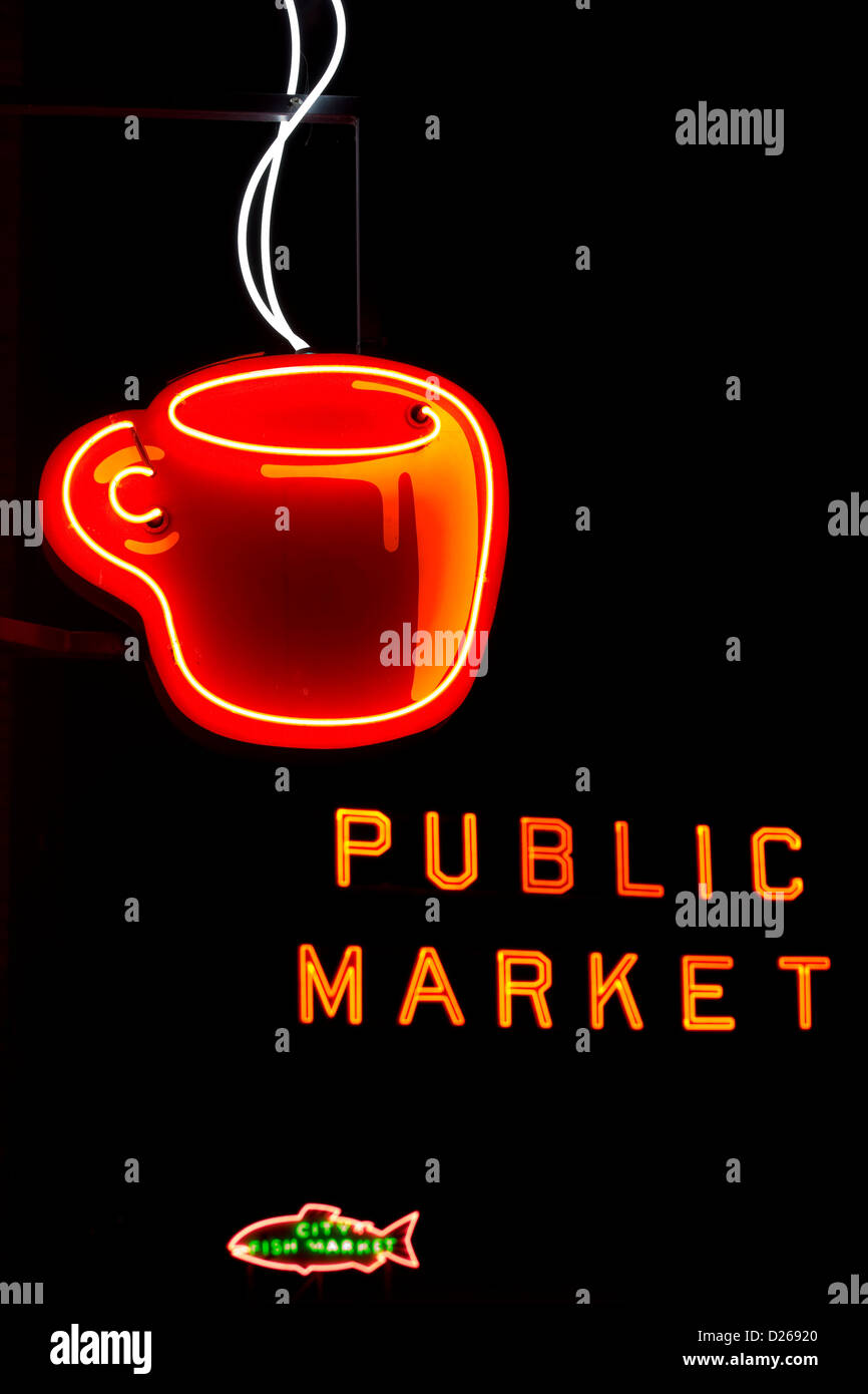 POST ALLEY COFFEE SHOP CUP PIKE PLACE PUBLIC MARKET NEON SIGNS ...