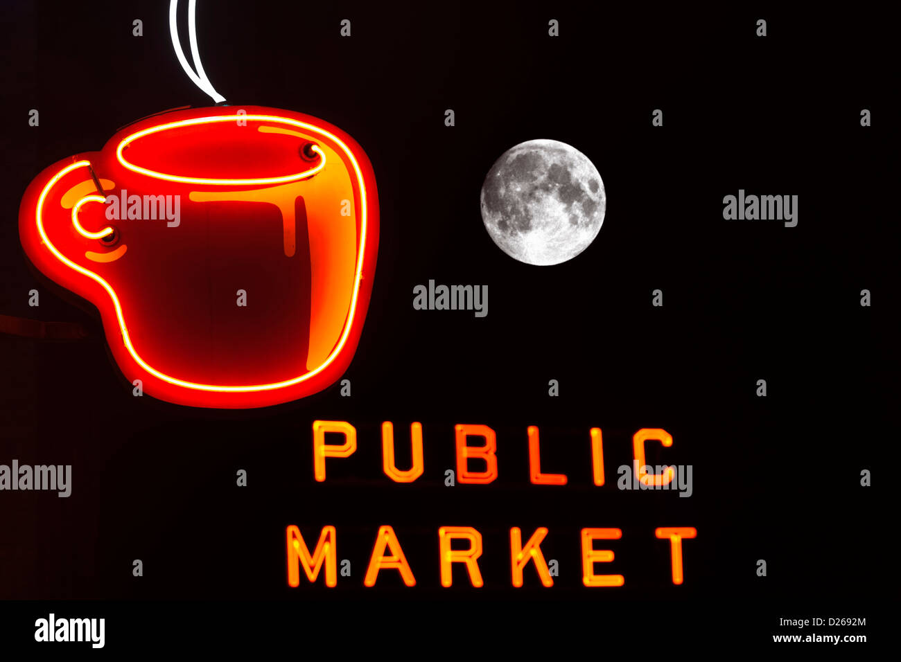 POST ALLEY COFFEE SHOP CUP PIKE PLACE PUBLIC MARKET NEON SIGNS ...