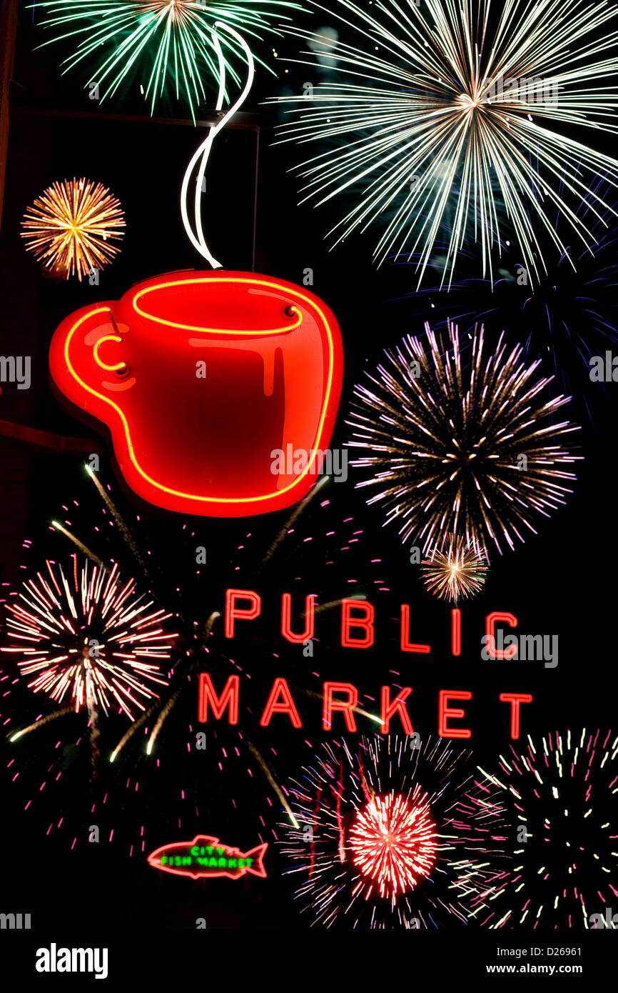 POST ALLEY COFFEE SHOP CUP PIKE PLACE PUBLIC MARKET NEON SIGNS ...