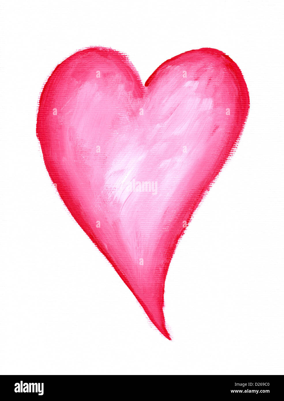 Long red heart acrylic painting on white paper Stock Photo - Alamy