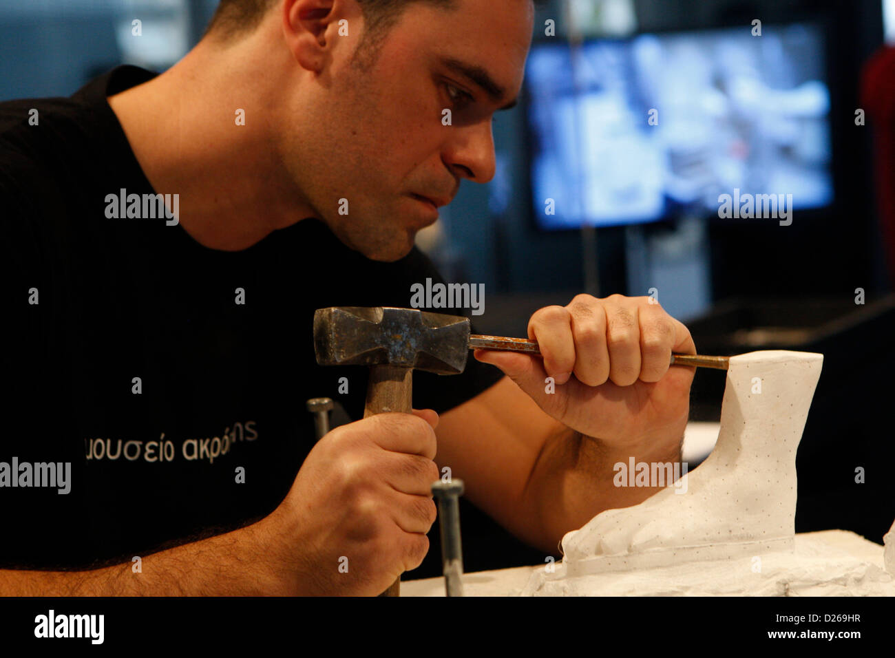 Jan. 15, 2013 - Athens, Greece - A sculpure carve an exact replica of ...