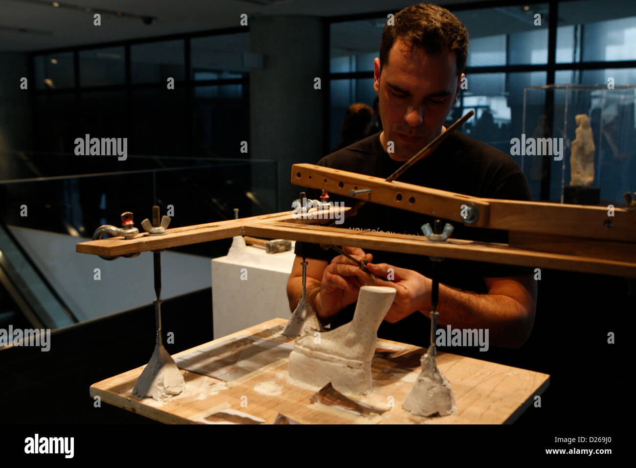 Jan. 15, 2013 - Athens, Greece - A sculpure carve an exact replica of ...