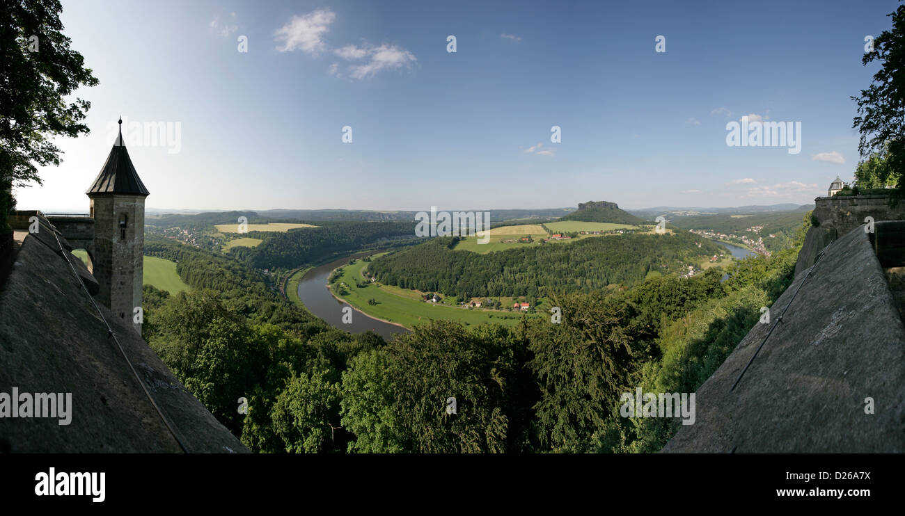 Koenigstein, Germany, view from the fortress Koenigstein of the Elbe ...