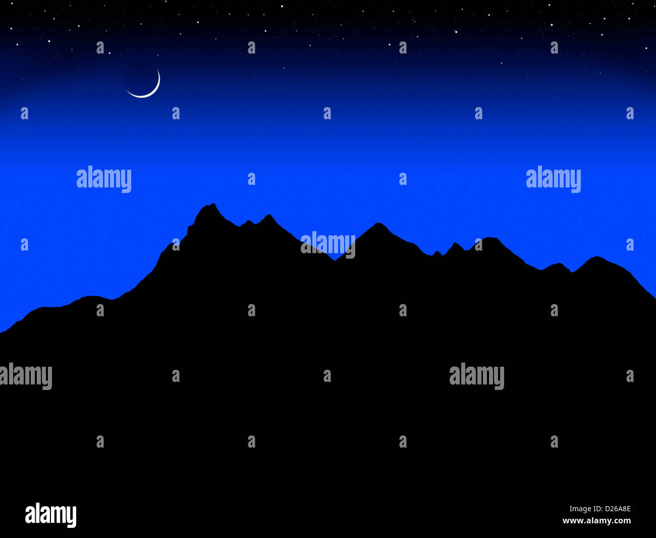 Starry Night Sky Over Mountains Stock Photo - Alamy