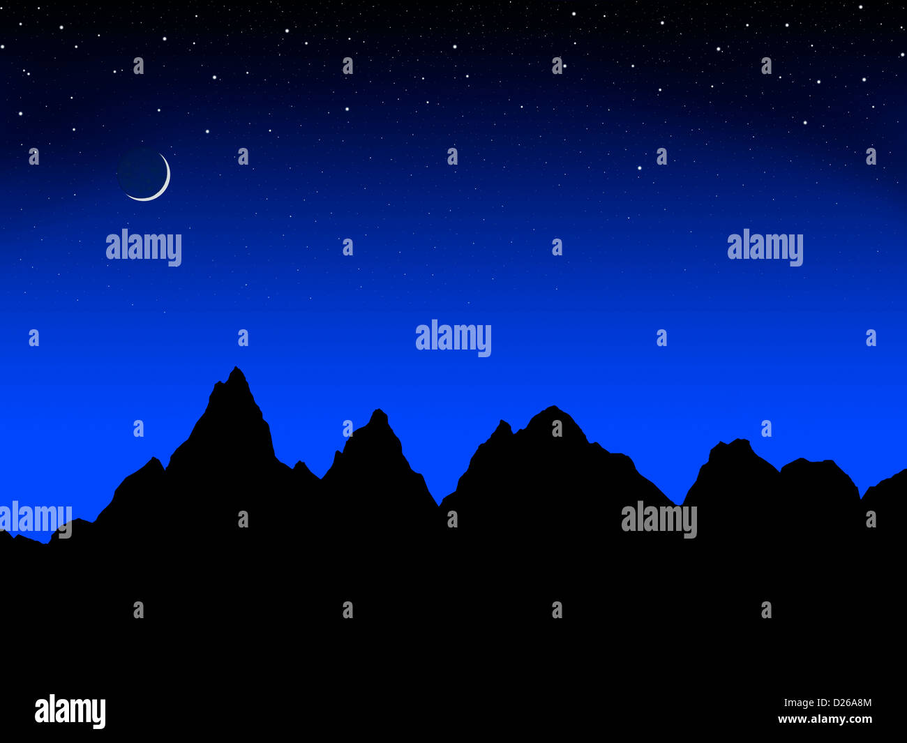 Starry Night Sky Over Mountains Stock Photo - Alamy