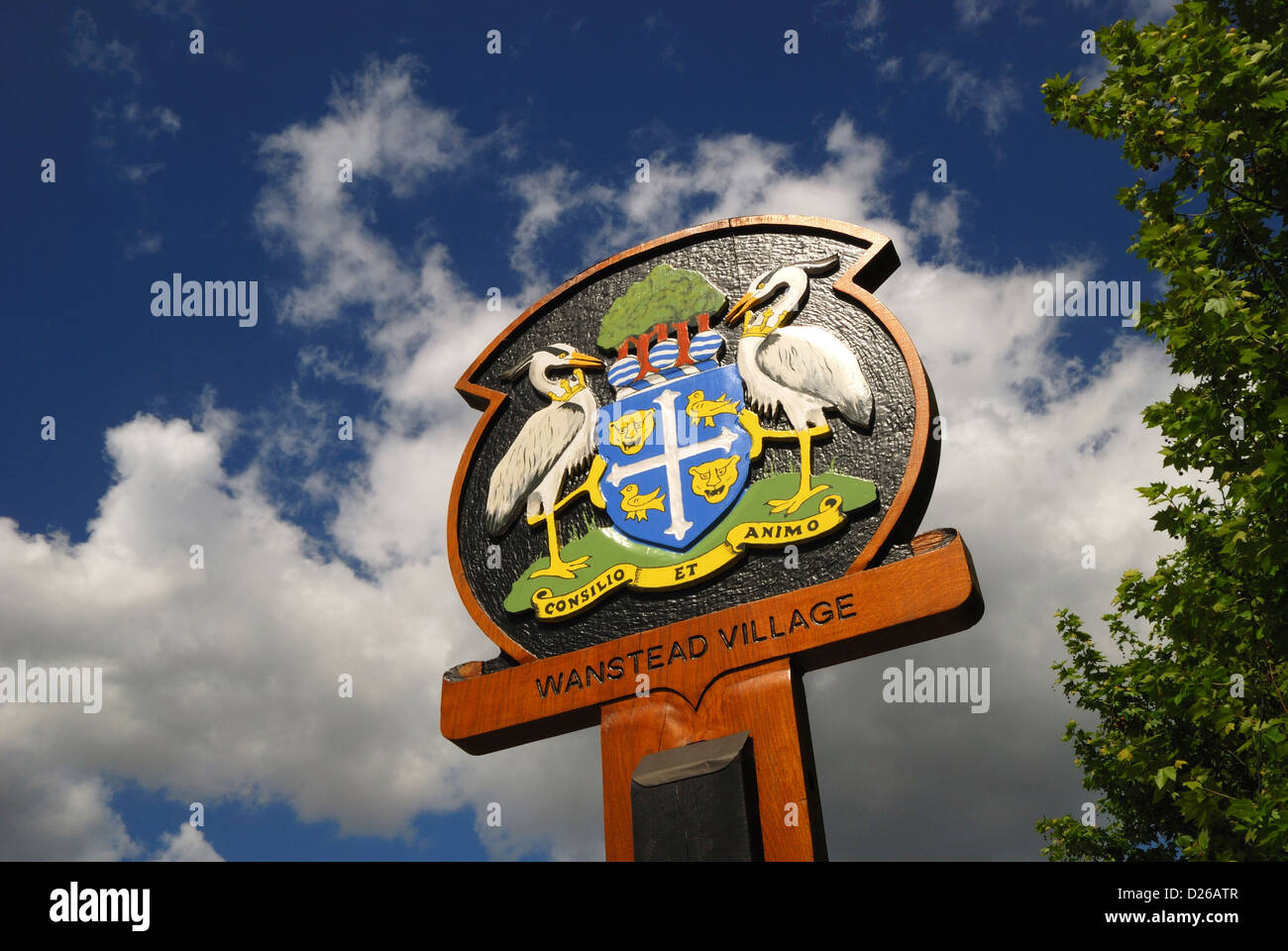 WANSTEAD VILLAGE STREET SIGN IN THE HIGH STREET, WANSTEAD LONDON Stock ...