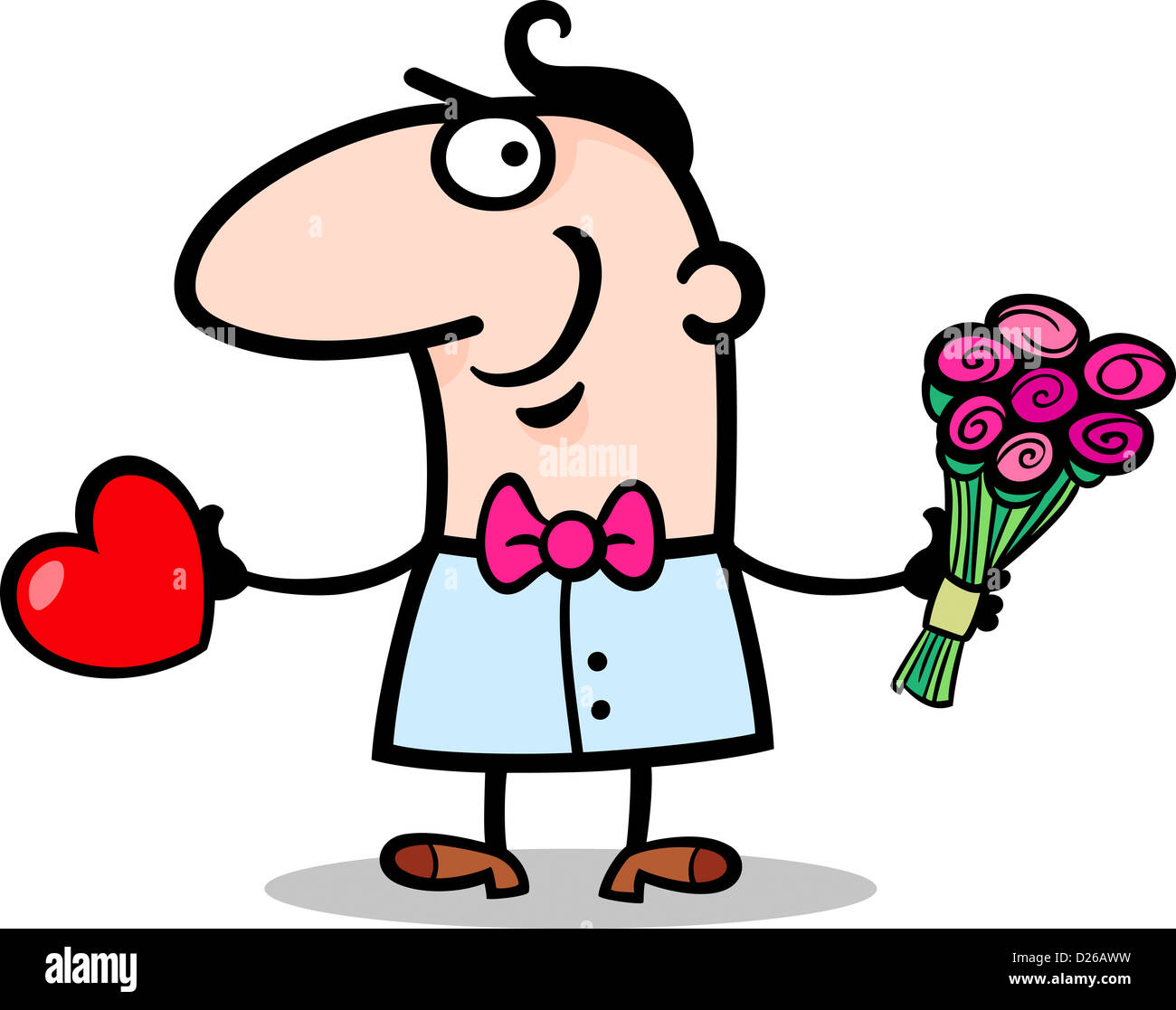 Cartoon St Valentines Illustration of Happy Funny Man in Love with ...