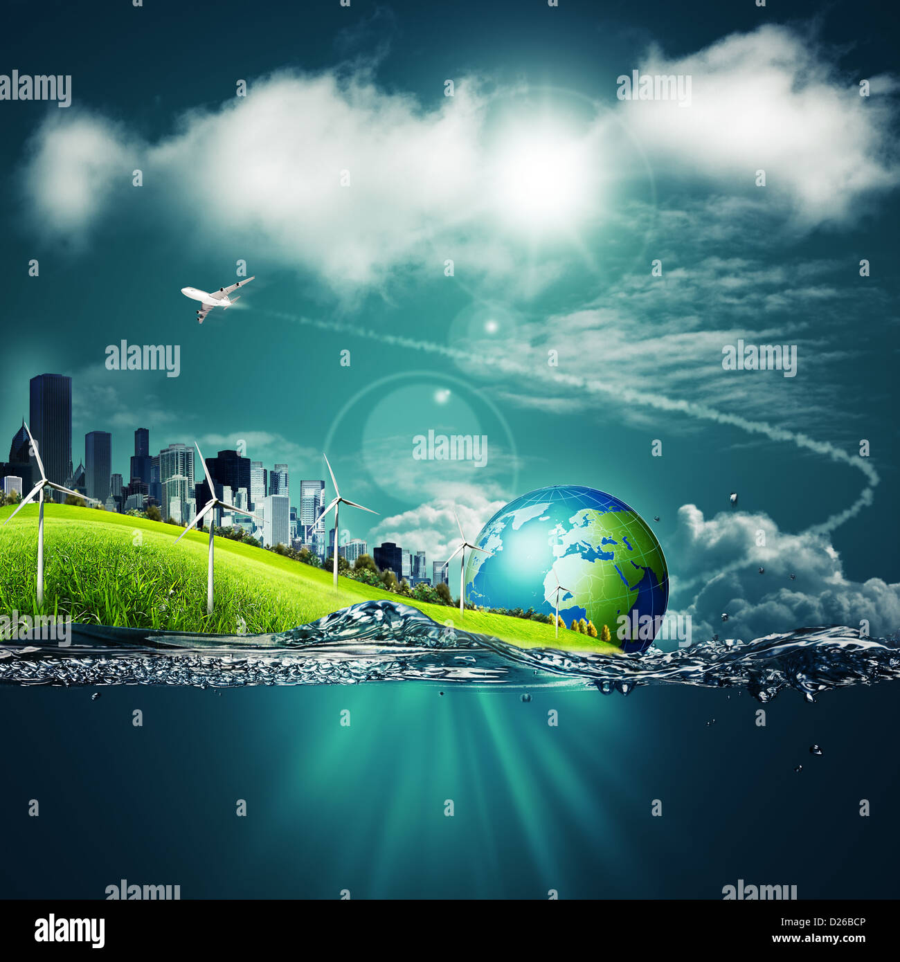 Abstract ecosystem backgrounds under the blue skies for your design ...