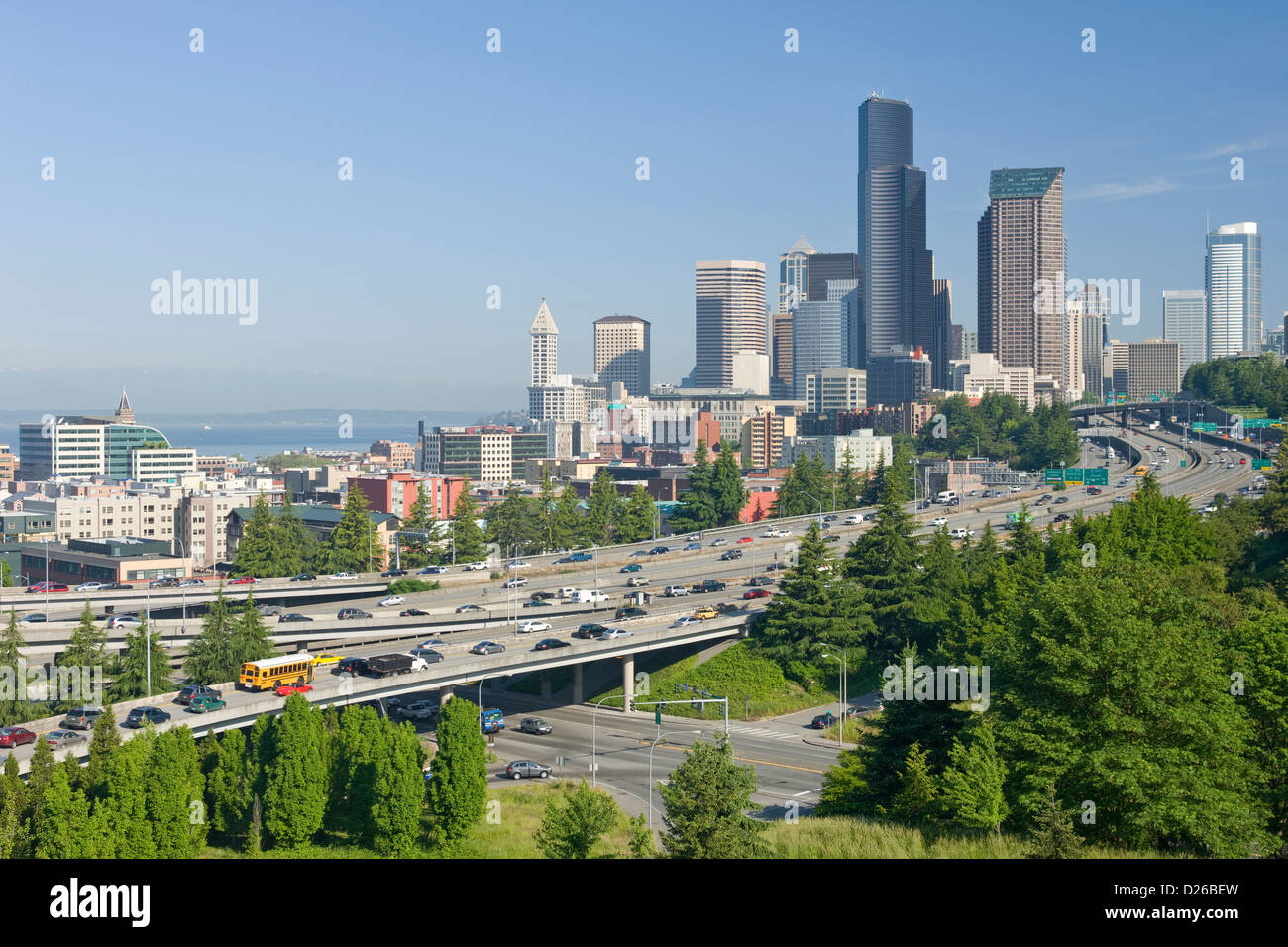 ROUTE 5 INTERSTATE HIGHWAY DOWNTOWN SKYLINE SEATTLE WASHINGTON STATE ...