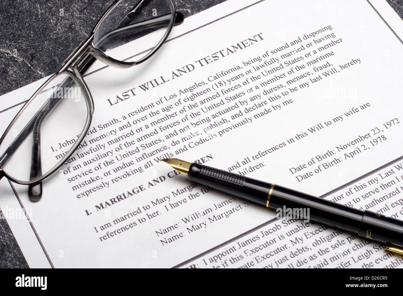 Last Will and Testament Stock Photo - Alamy