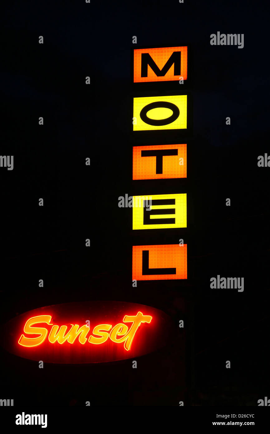 Neon Sign for Sunset Motel Stock Photo - Alamy