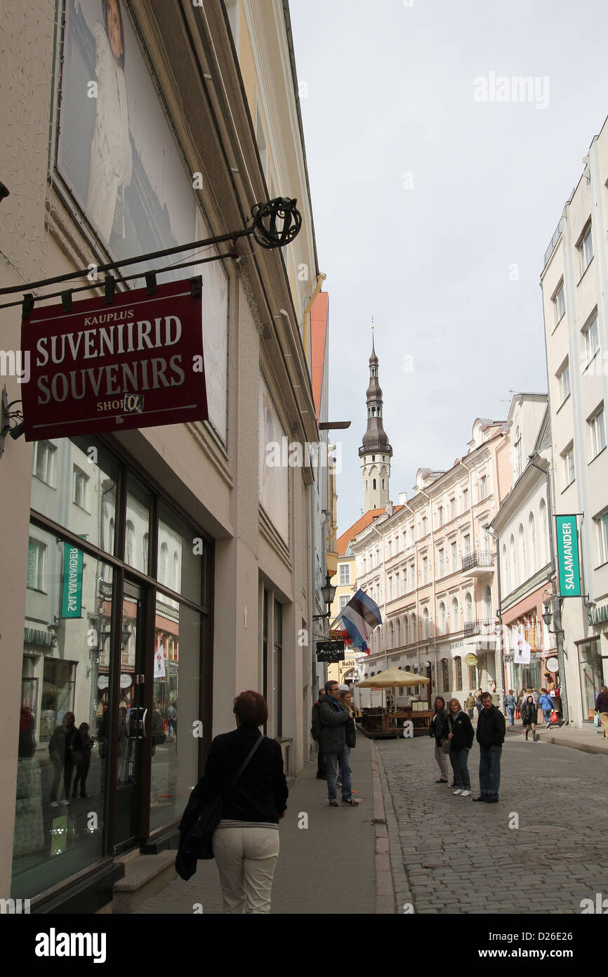 Viru - a street in the old Town area of Tallinn Estonia with the Town ...