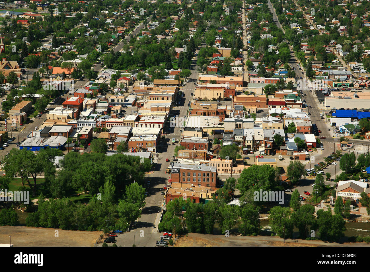 Downtown Salida Colorado from above Stock Photo - Alamy