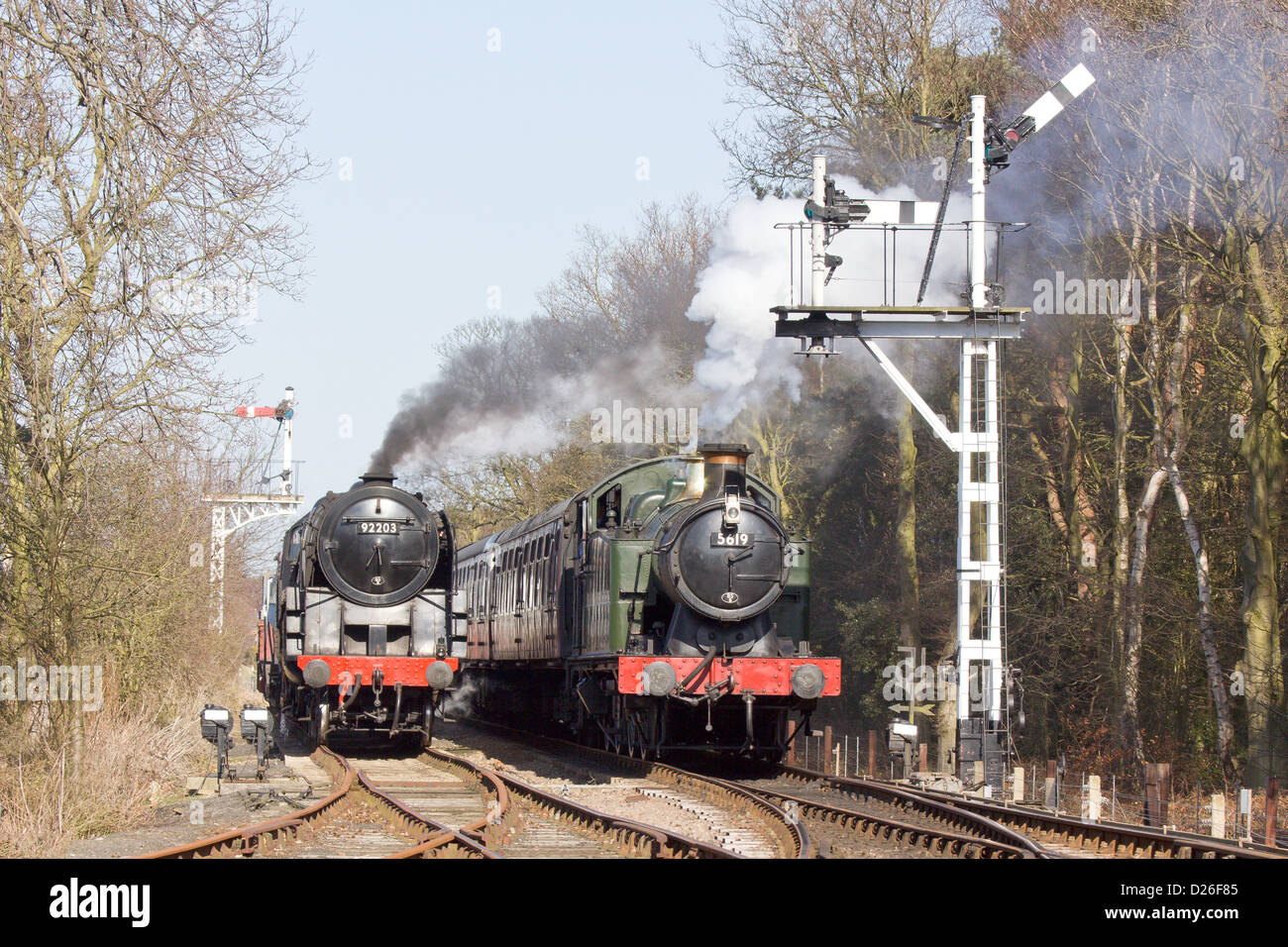 Steam locomotive pulling a passenger train on the North Norfolk Railway ...