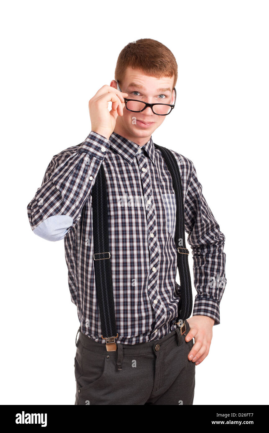 Portrait of a young nerd Stock Photo - Alamy
