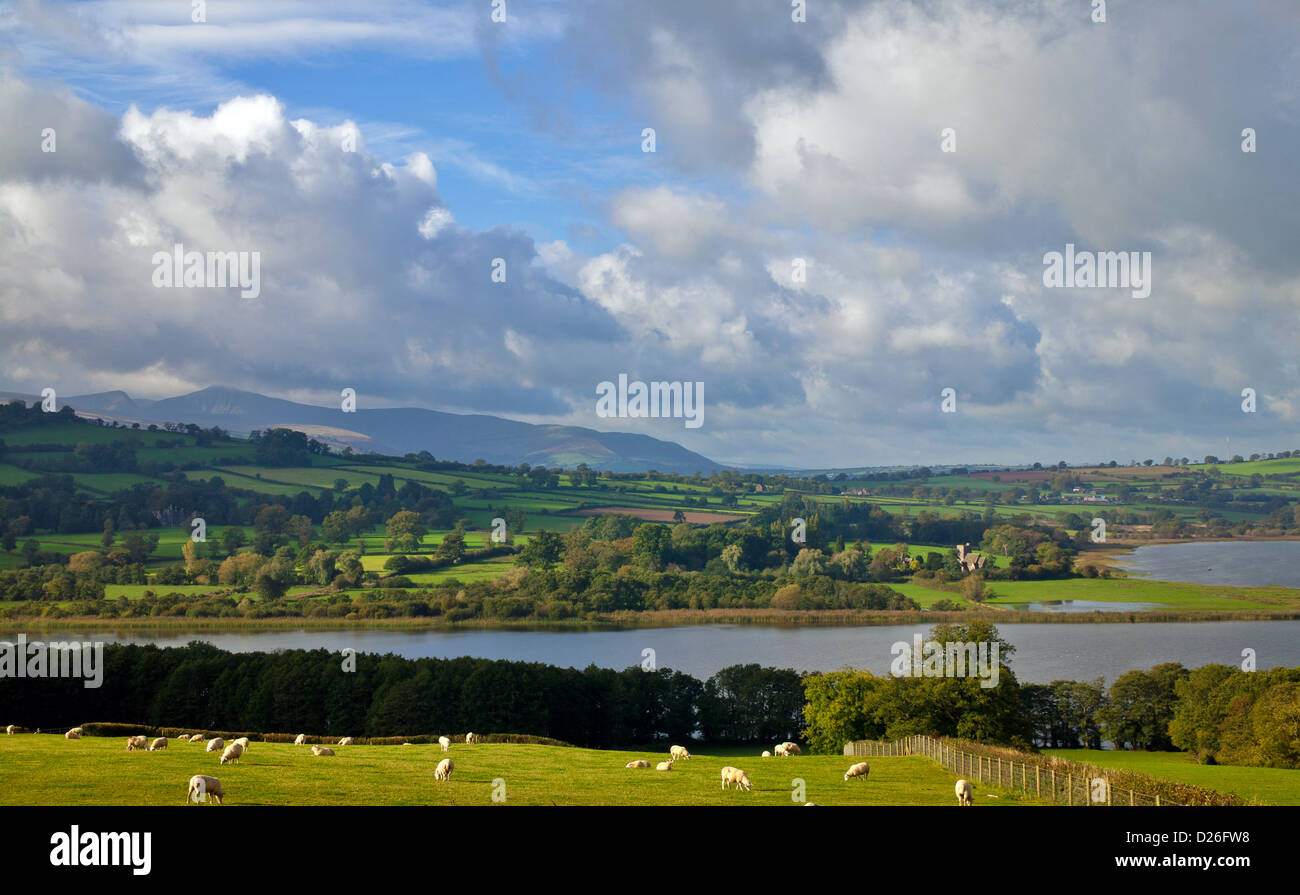 LLANGORSE CHURCH BY THE SIDE OF LAKE LLANGORS POWYS WALES WITH BRECON ...
