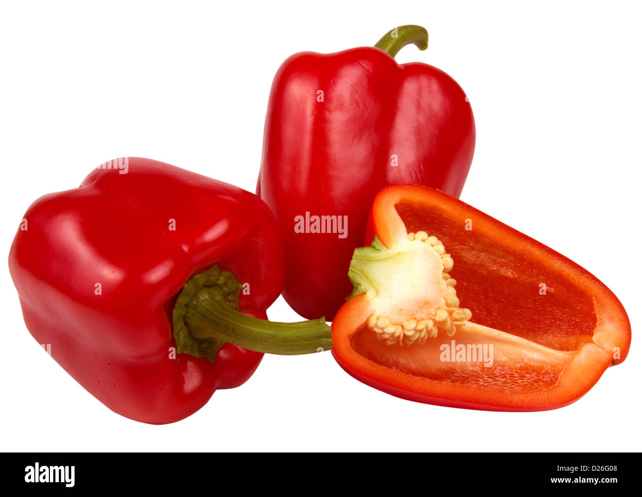 Red bell pepper with green stalk hi-res stock photography and images ...