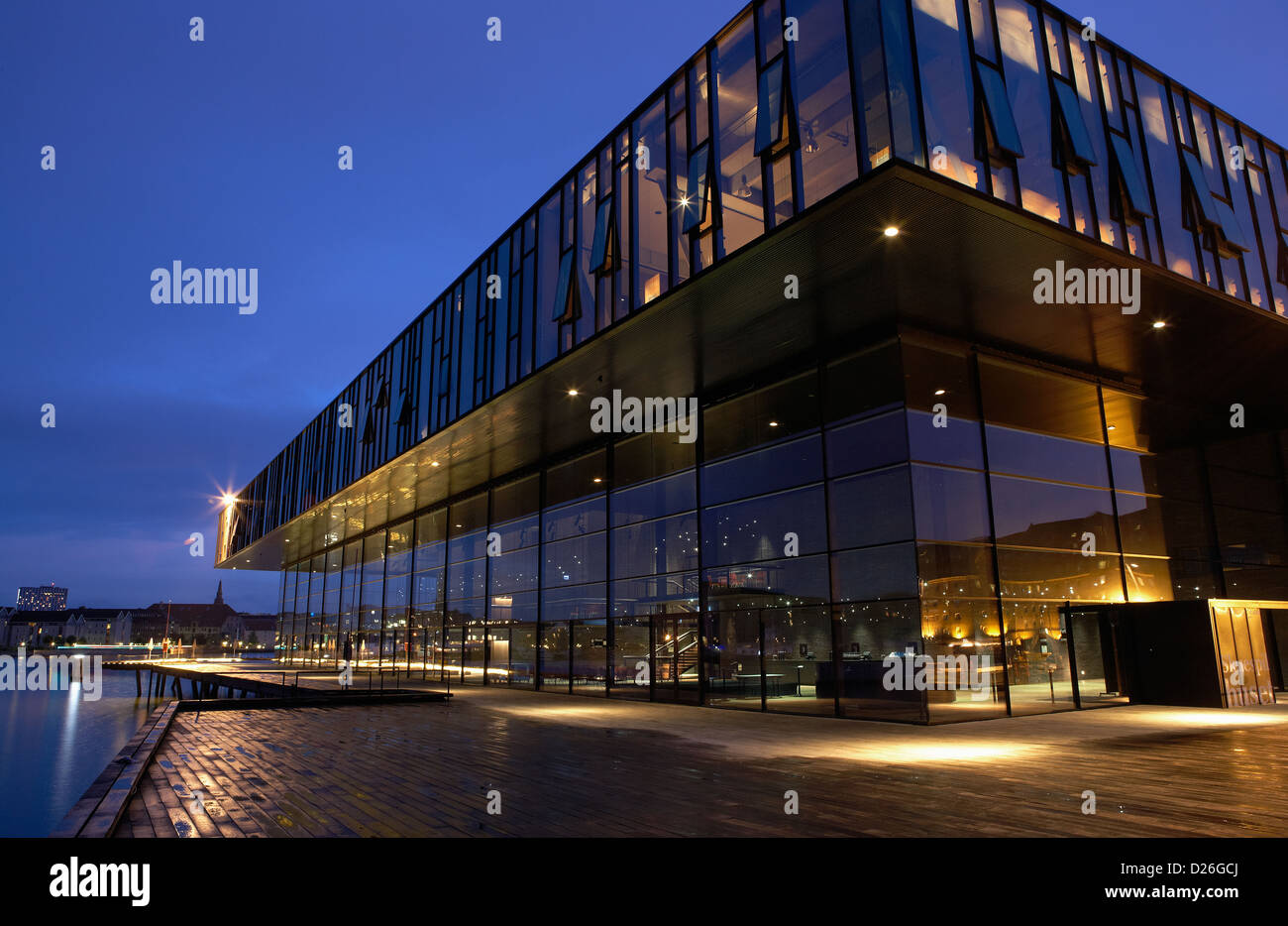 Copenhagen, Denmark, the new Koenigliche theater in the evening light ...