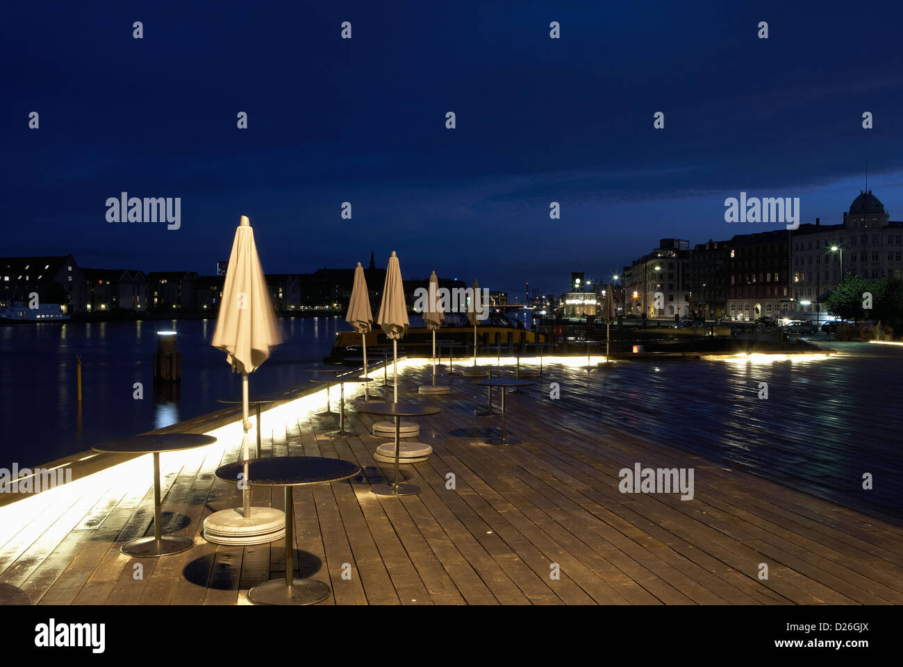 Copenhagen, Denmark, the deserted terrace of the Royal Lichen playhouse ...